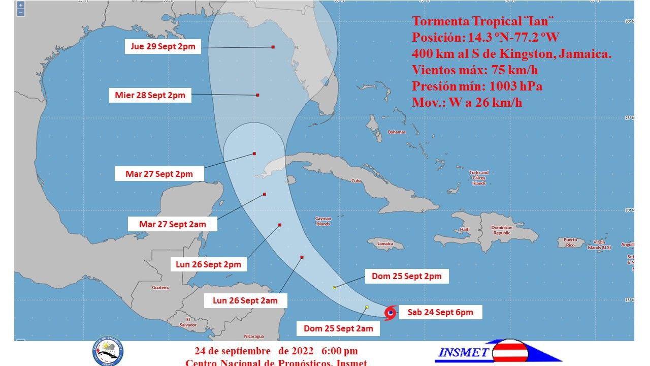 Tormenta tropical Ian sobre el Caribe central (+ Cono de Trayectoria)